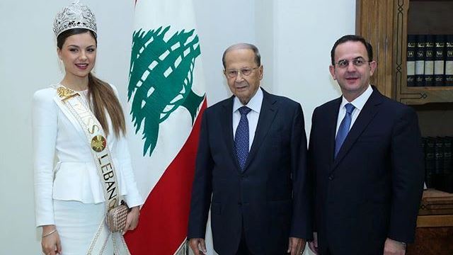 Miss Lebanon Maya Reaidy Meets President Michel Aoun | Daleeeel.com